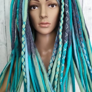 Full Set Wool Dreadlocks Boho Blue Dreads Extensions | Etsy