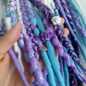 Full Set Wool Dreadlocks, White Dreads Extensions, Blue Purple Ombre ...