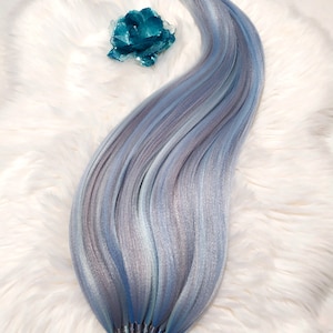 Blue Grey Ponytail Extension: Blended Synthetic Hair Wig - Etsy
