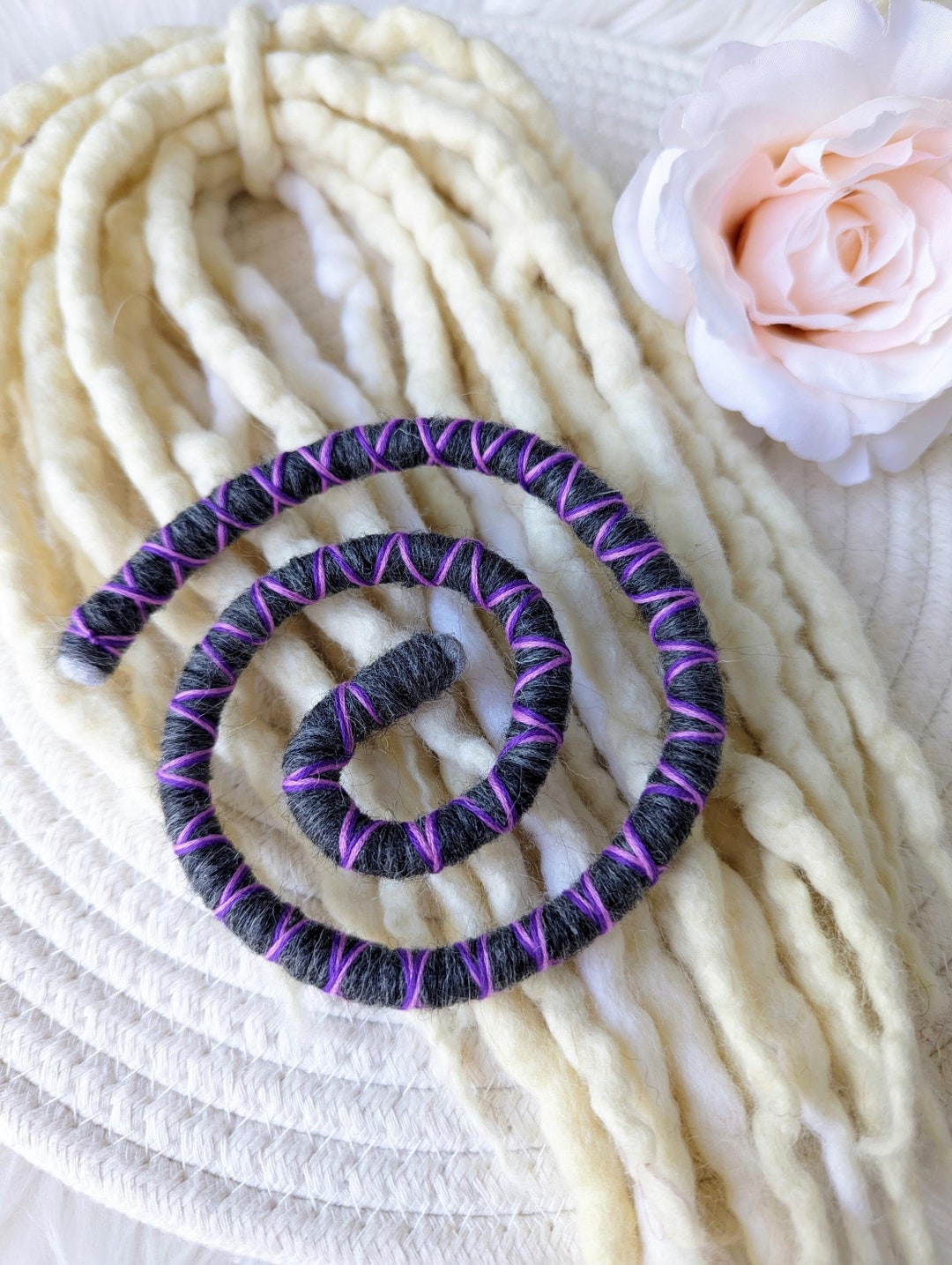 Bendable Dread Ties, Wired Bendable Tie for Dreads, Dreadlock Wire Wrap, Purple and Grey ...