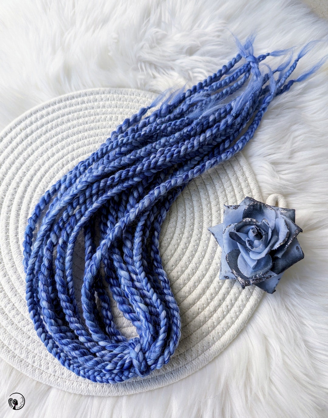 Blue Wool Braids and Twists Extension, Turquoise Braided Dreadlocks ...