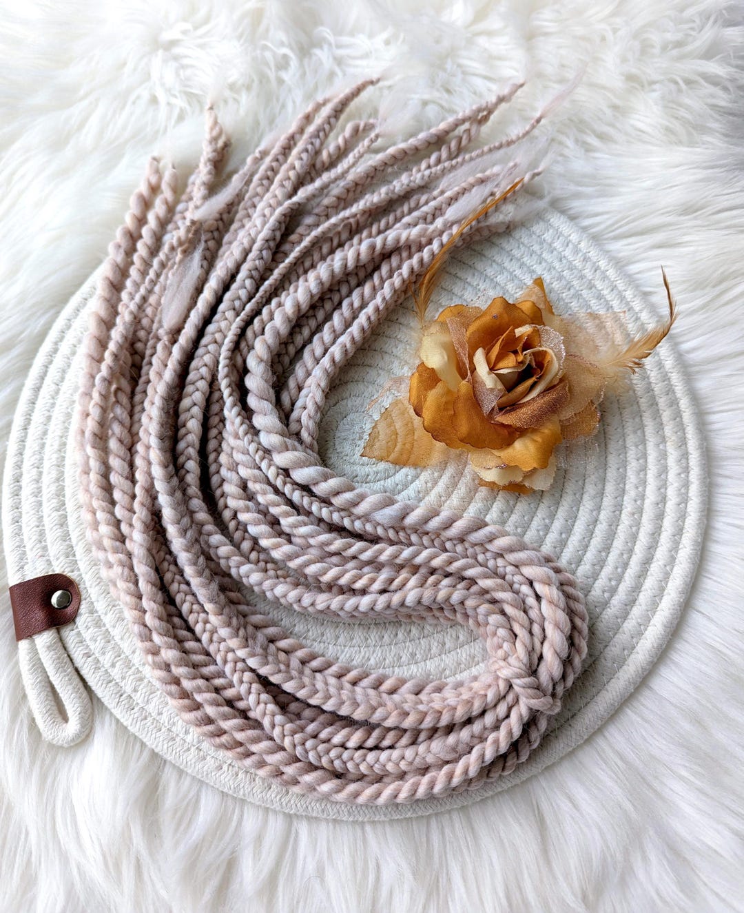 Light Blonde Wool Braids Extensions - Beige Braided Dreadlocks ...