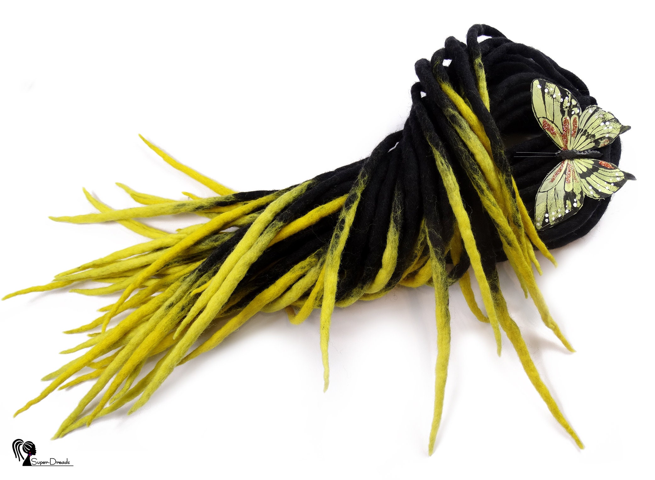 Full Set Black Wool Dreadlocks Yellow Ombre Dreads Dread - Etsy