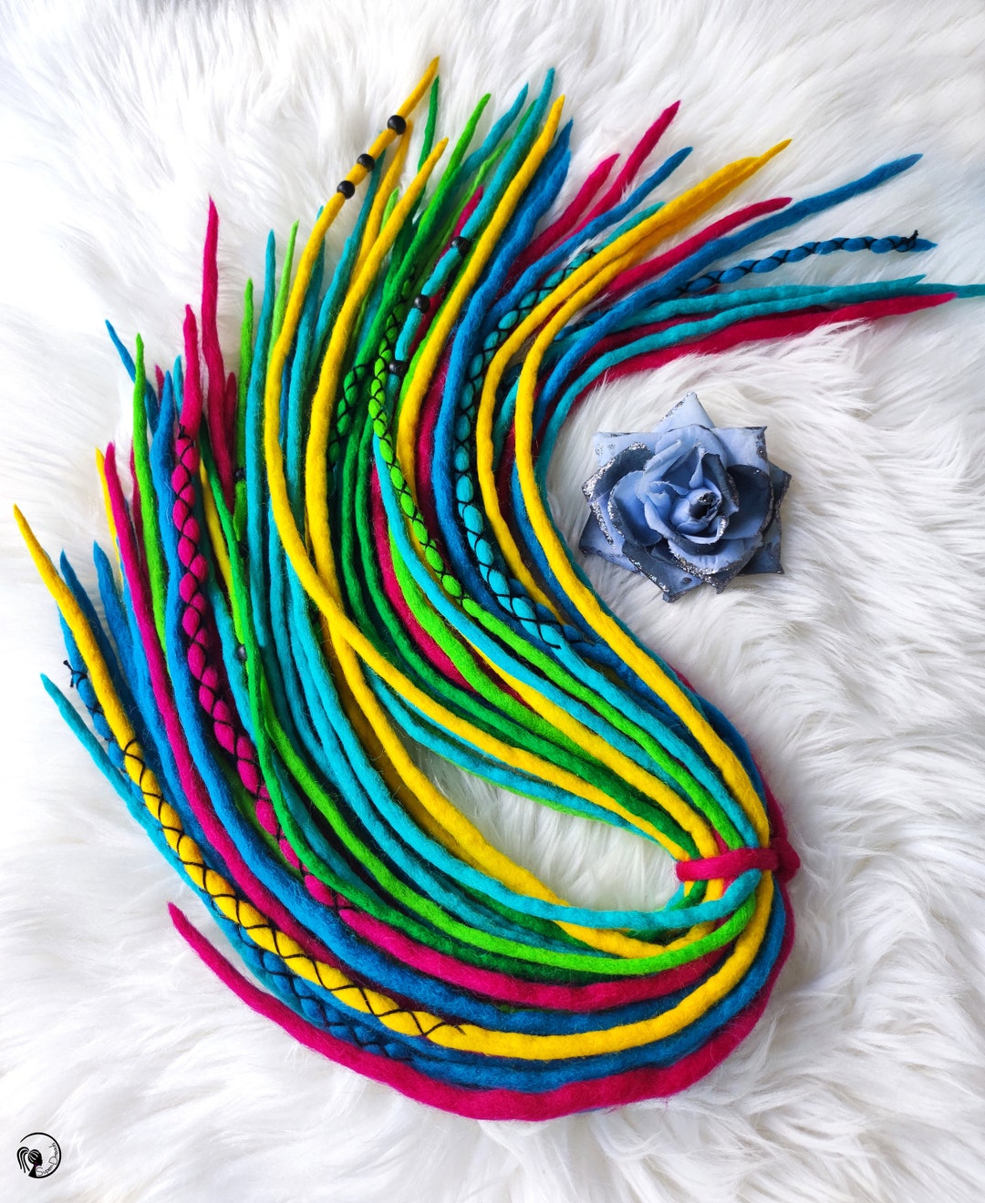 Full Set Rainbow Wool Dreadlocks, Colorfull Dreads Extensions ...