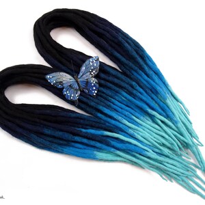 Blue Wool Dreadlocks Black Dreads Extensions Double Ended - Etsy