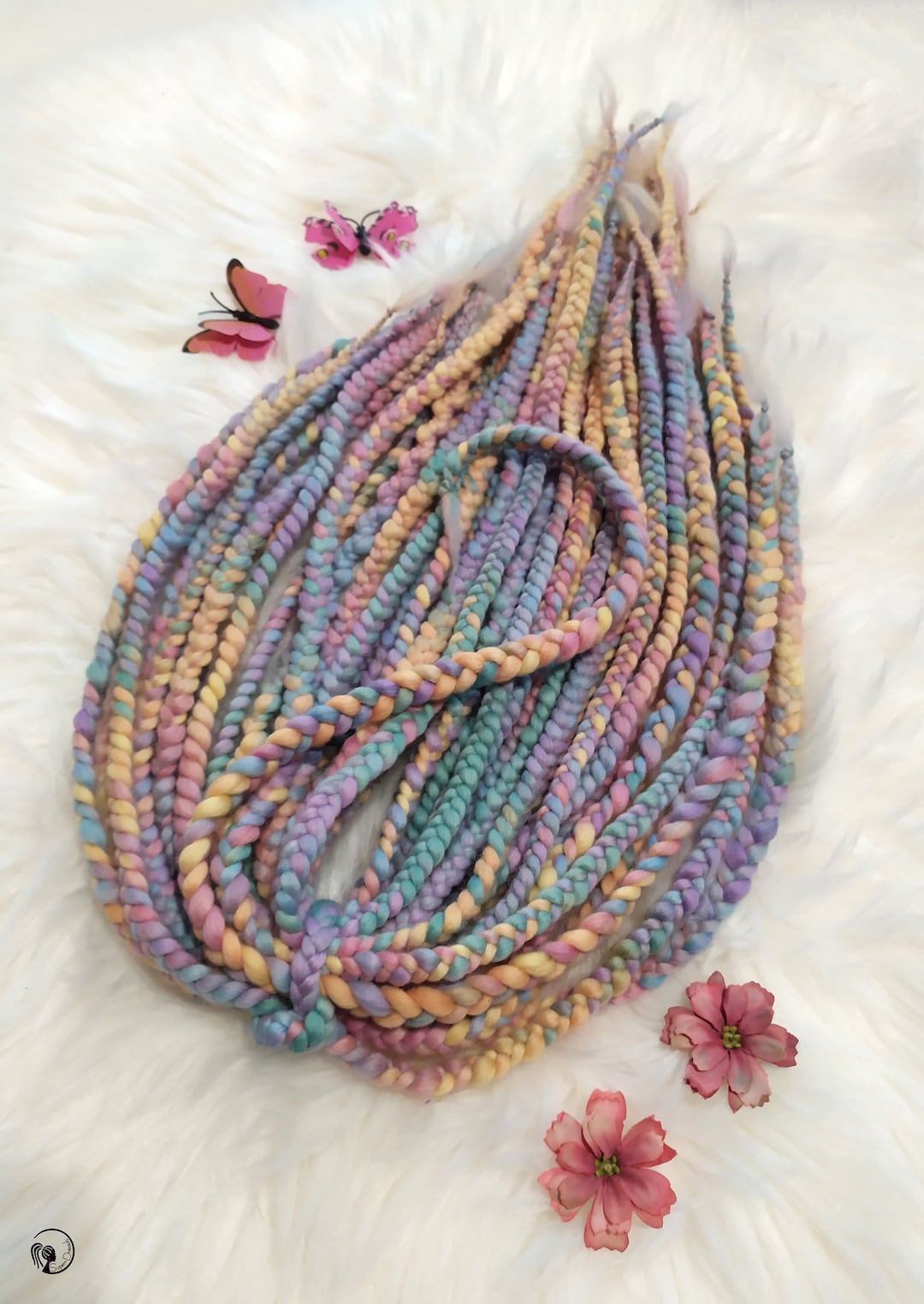 Pastel Rainbow Wool Braids, Multicolour Dreadlocks Extension, Boho ...