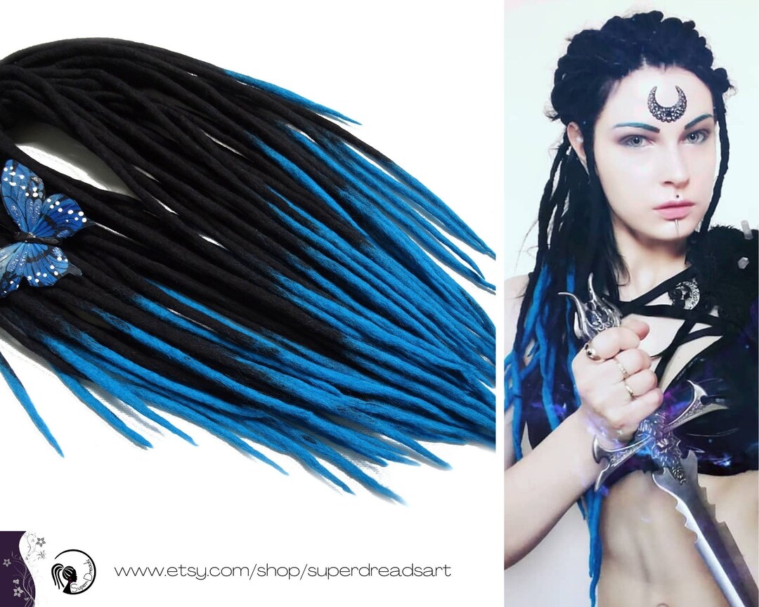 Black Blue Wool Dreadlocks Dreads Extensions Double Ended - Etsy