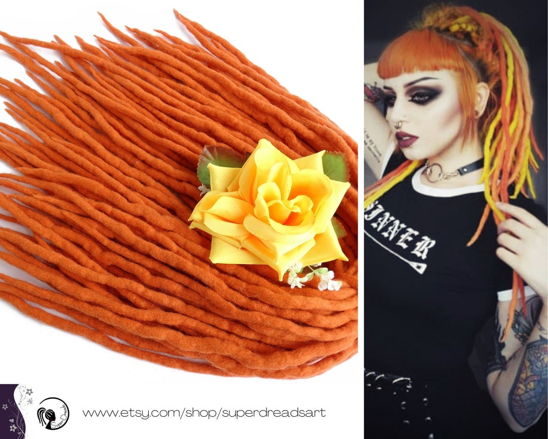 Orange Wool Dreadlocks, Dreads Extensions, Double Ended, SWEET ORANGE ...