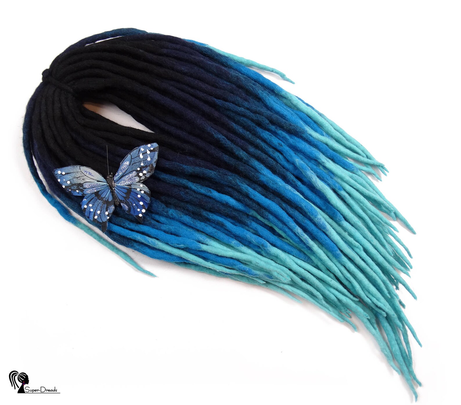 Blue Wool Dreadlocks Black Dreads Extensions Double Ended - Etsy
