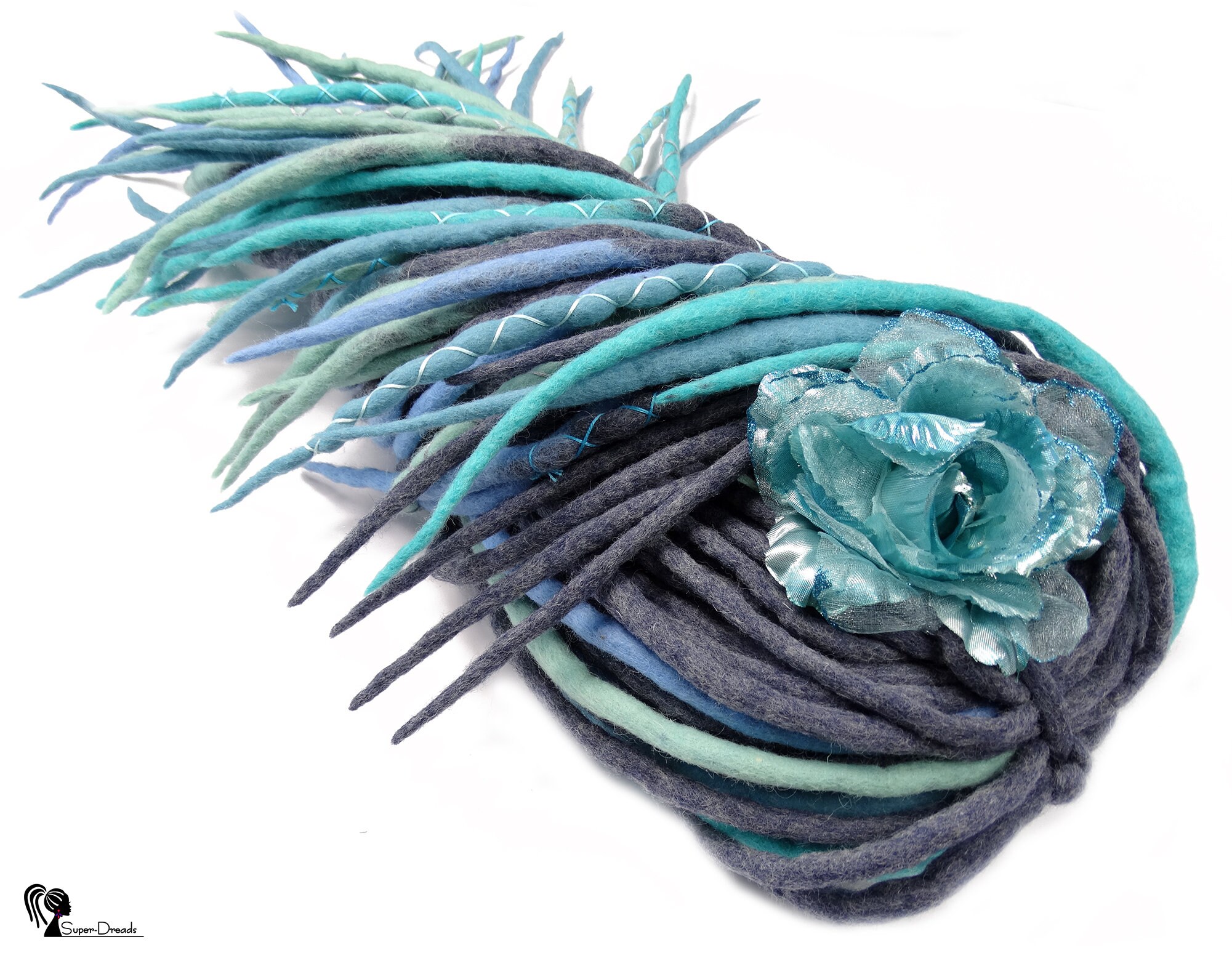 Full Set Wool Dreadlocks Boho Blue Dreads Extensions - Etsy