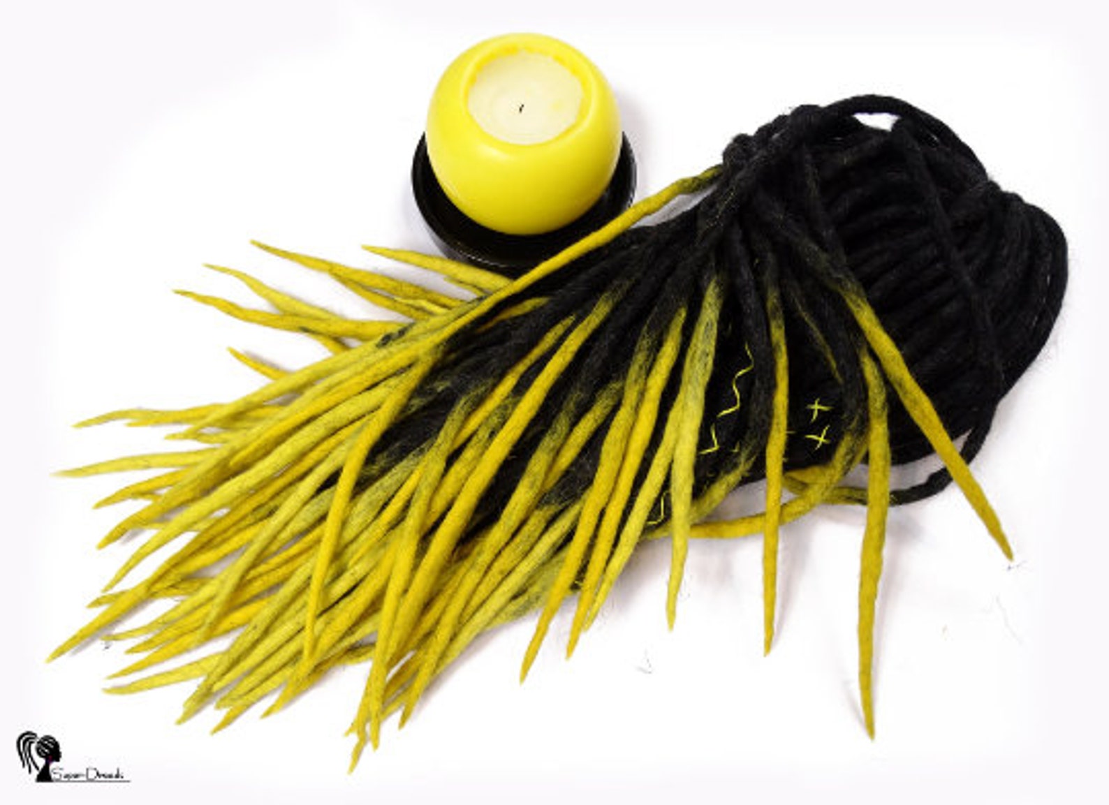 Full Set Black Wool Dreadlocks, Yellow Ombre Dreads, Dread Extensions ...