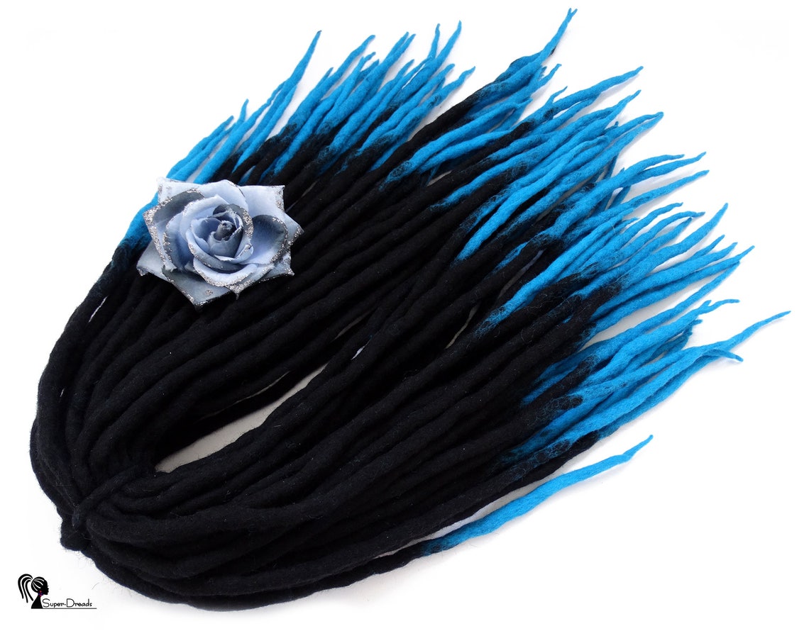 Black Blue Wool Dreadlocks Dreads Extensions Double Ended - Etsy