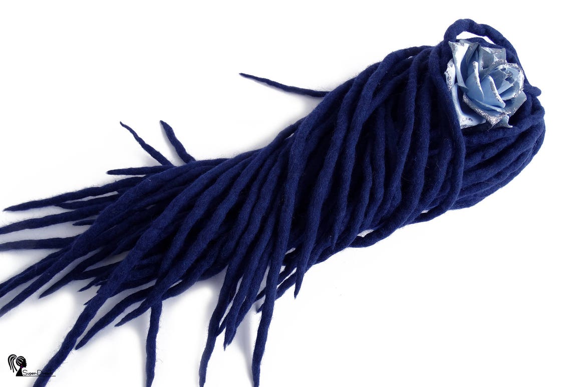 Dark Navy Blue Wool Dreadlocks Navy Dreads Extensions Dark - Etsy