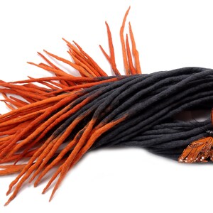 Grey Wool Dreadlocks, Orange Ombre Dreads, Dreadlock Extensions, Double ...