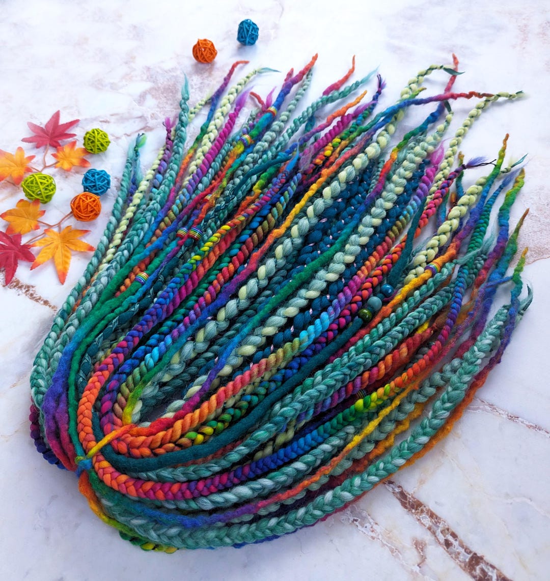 Rainbow Merino Wool Dreadlocks Extensions, Fantasy Double Ended Dread ...