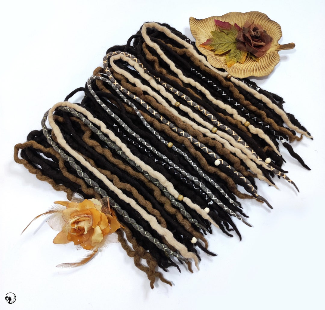Full Set Curly WOOL DREADLOCKS, Brown Blonde Wavy Dreads Extensions ...