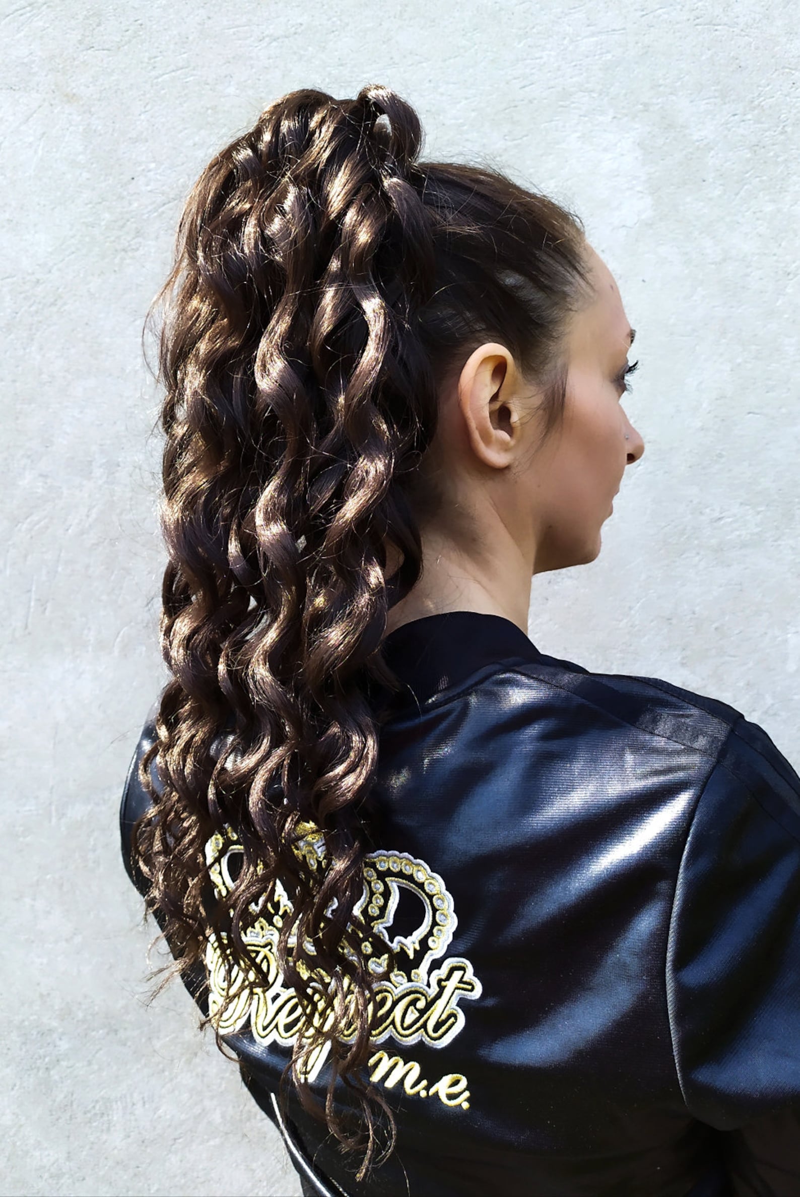 Brown Curly Ponytail Extensions Wavy Hair on Elastic Band | Etsy