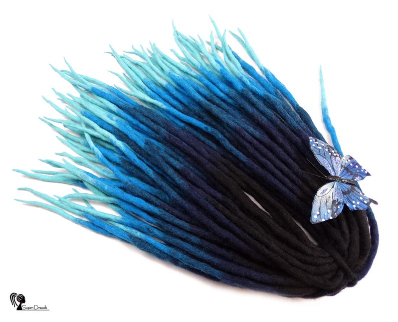 Blue Wool Dreadlocks Black Dreads Extensions Double Ended - Etsy