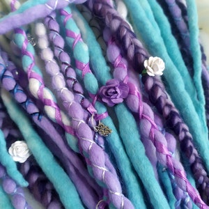 Full Set Wool Dreadlocks, White Dreads Extensions, Blue Purple Ombre ...