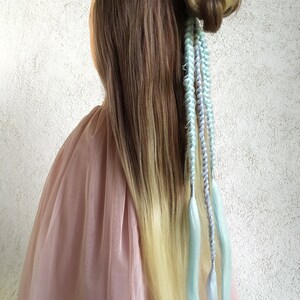 Mint Green Braids Extension on Hairband, Dreadlocks on Elastic Band ...