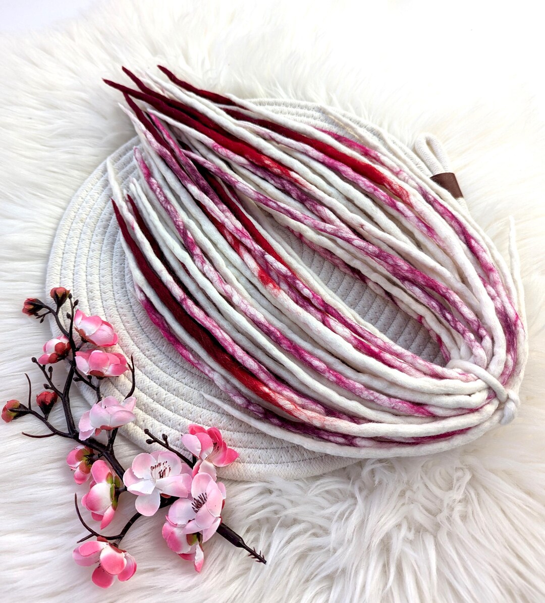 Pink and White Ombre Wool Dreadlocks – "cherry Blossom" Handmade Double ...