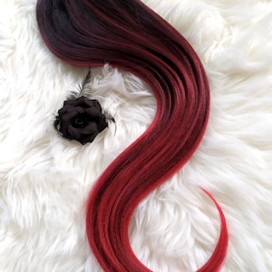 Ombre Ponytail Extension: Black to Red Synthetic Hairpiece - Etsy