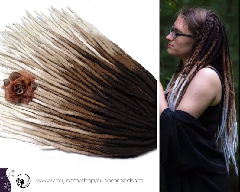 Brown to Blonde Ombre Merino Wool Dreadlocks, Double Ended Dread ...