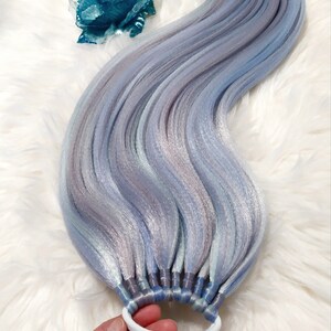 Blue Grey Ponytail Extension: Blended Synthetic Hair Wig - Etsy