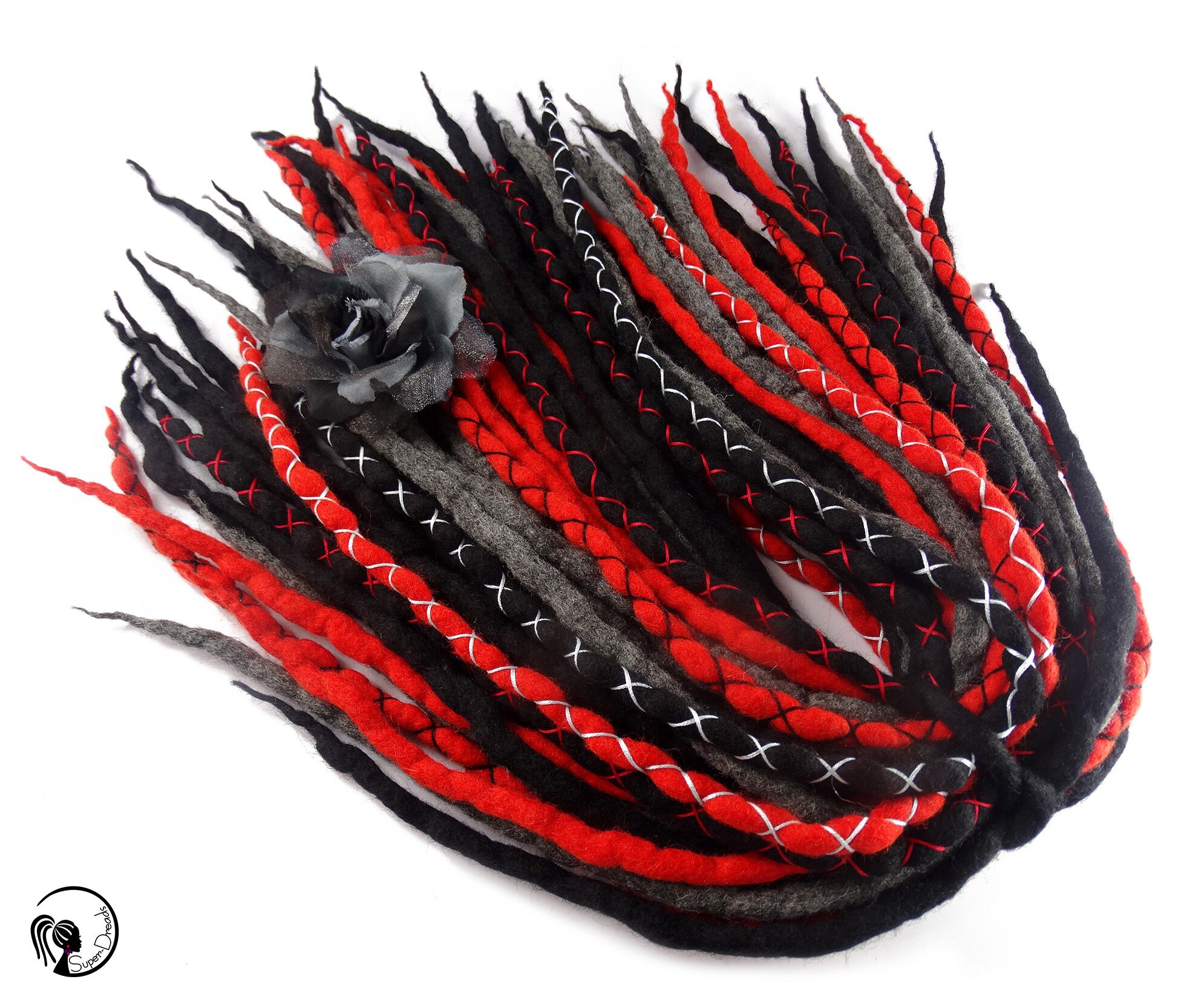 Full Set Wool Dreadlocks Red Dreads Extensions Black Grey - Etsy