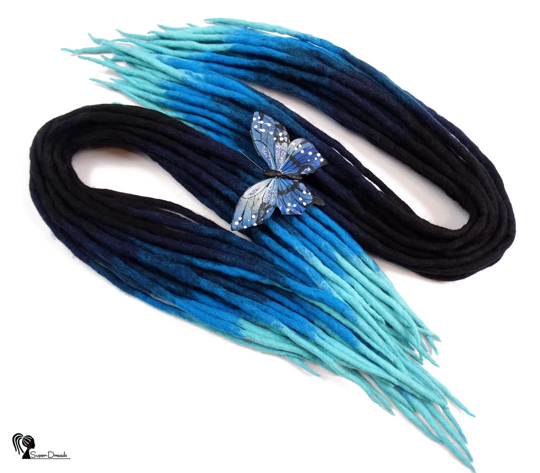 Blue Wool Dreadlocks, Black Dreads Extensions, Double Ended, BLUE ...