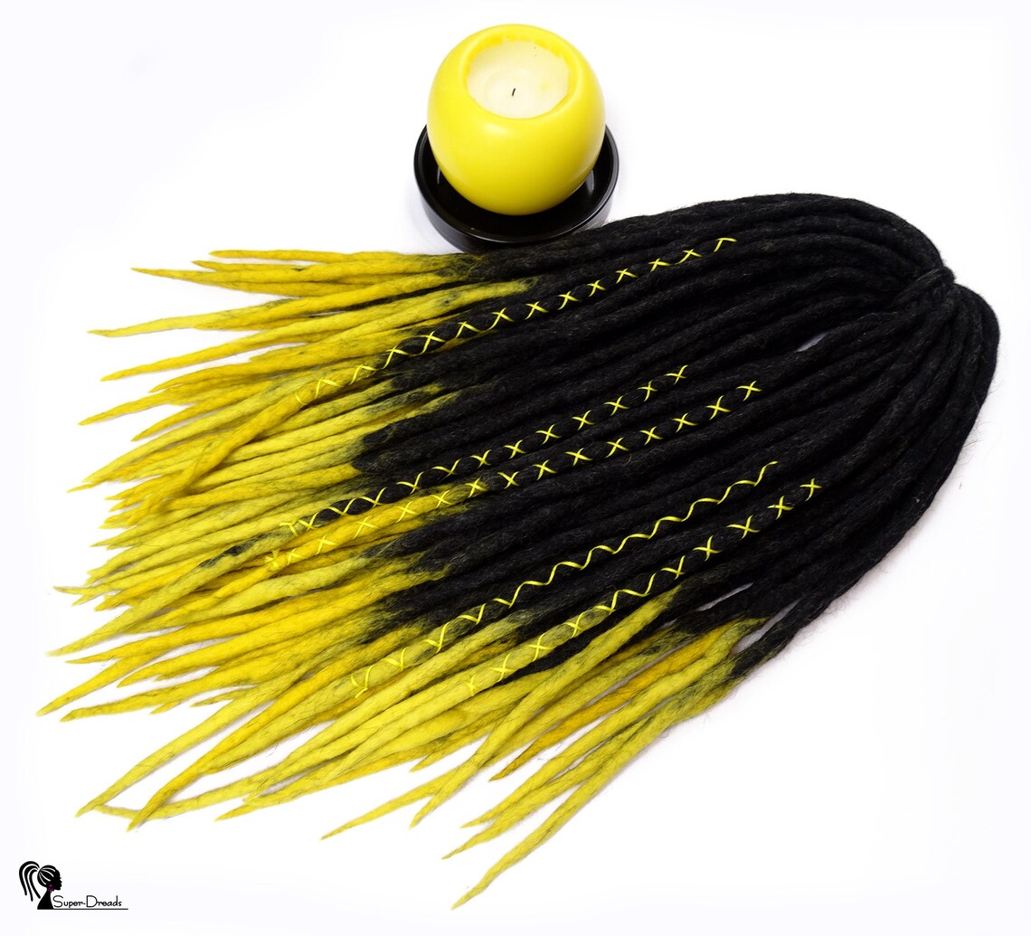 Full Set Black Wool Dreadlocks Yellow Ombre Dreads Dread - Etsy