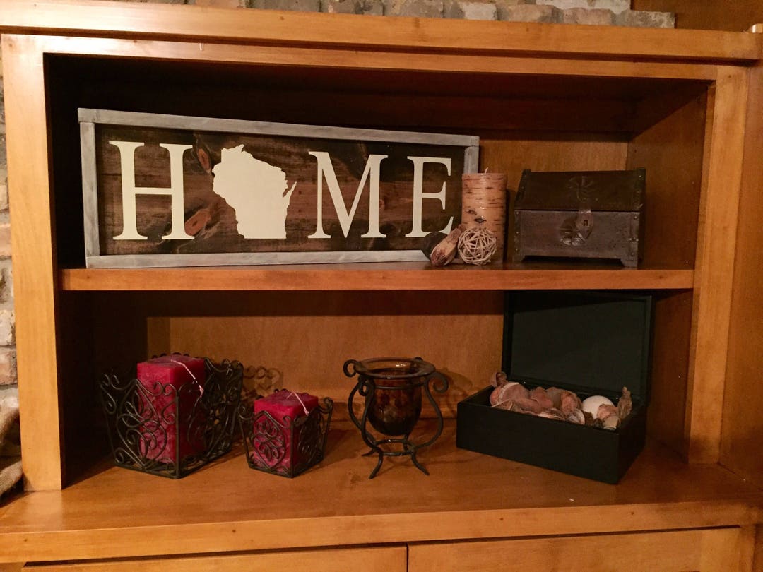 Wisconsin Home Sign. Rustic. Wall Decor. - Etsy