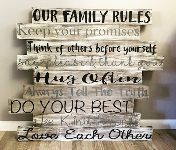 Family Rules Sign. Rustic. Pallets. Handmade. Handpainted | Etsy