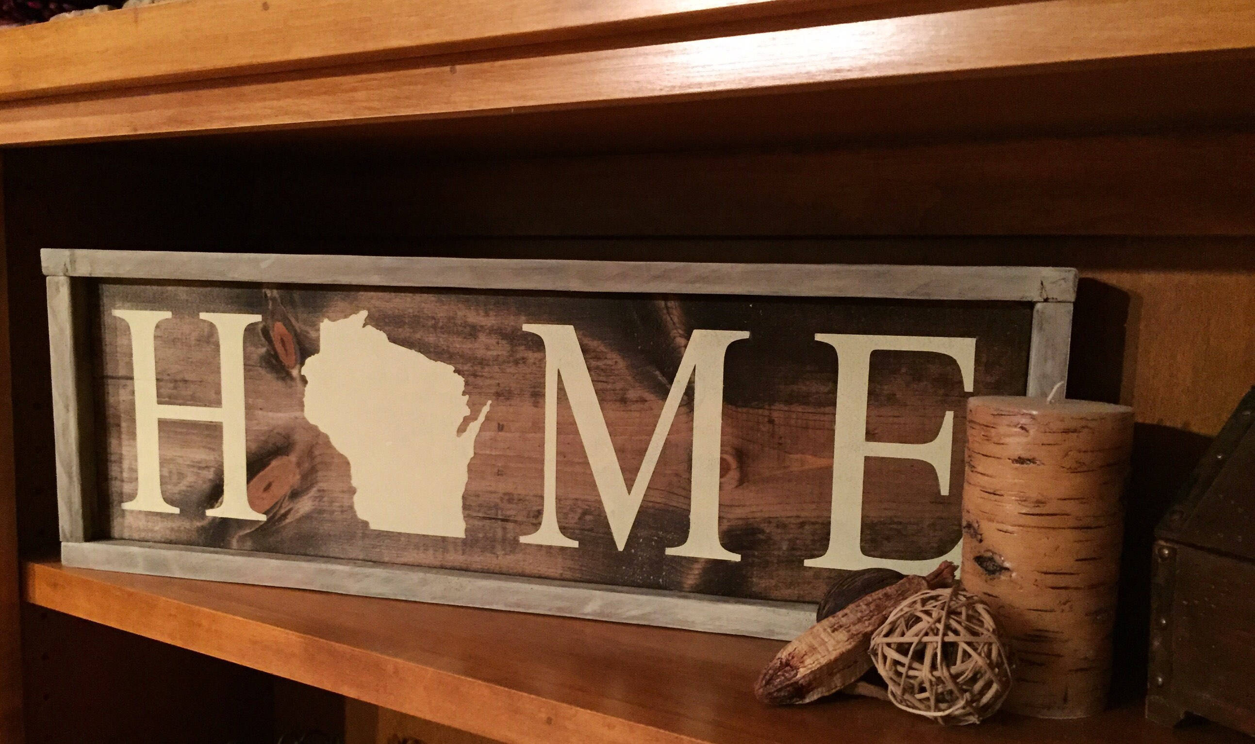 Wisconsin home sign. Rustic. Wall decor. | Etsy