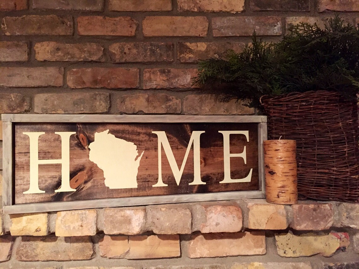 Wisconsin Home Sign. Rustic. Wall Decor. - Etsy