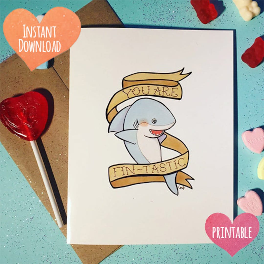 PRINTABLE Whimsical '' You Are Fin-tastic '' - Etsy New Zealand