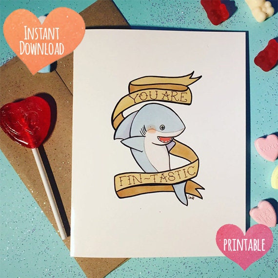 PRINTABLE Whimsical '' You Are Fin-tastic '' - Etsy New Zealand