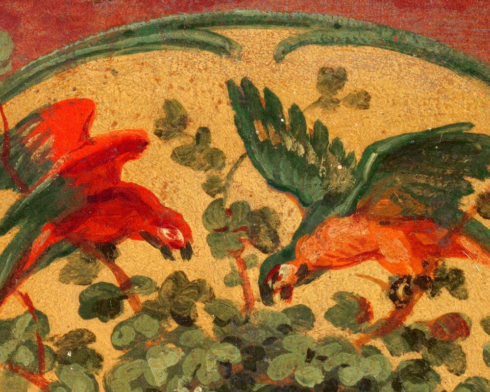 Panthers of Bacchus Eating Grapes, Antique French Animal Painting ...