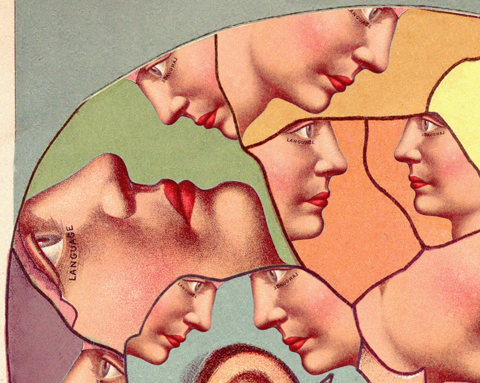 Self-Awareness Surreal collage art print Vintage phrenology | Etsy