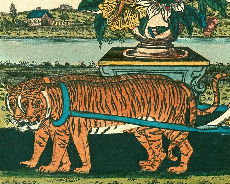 Goddess of Peace Art Print Two Tigers Pulling Her Chariot | Etsy