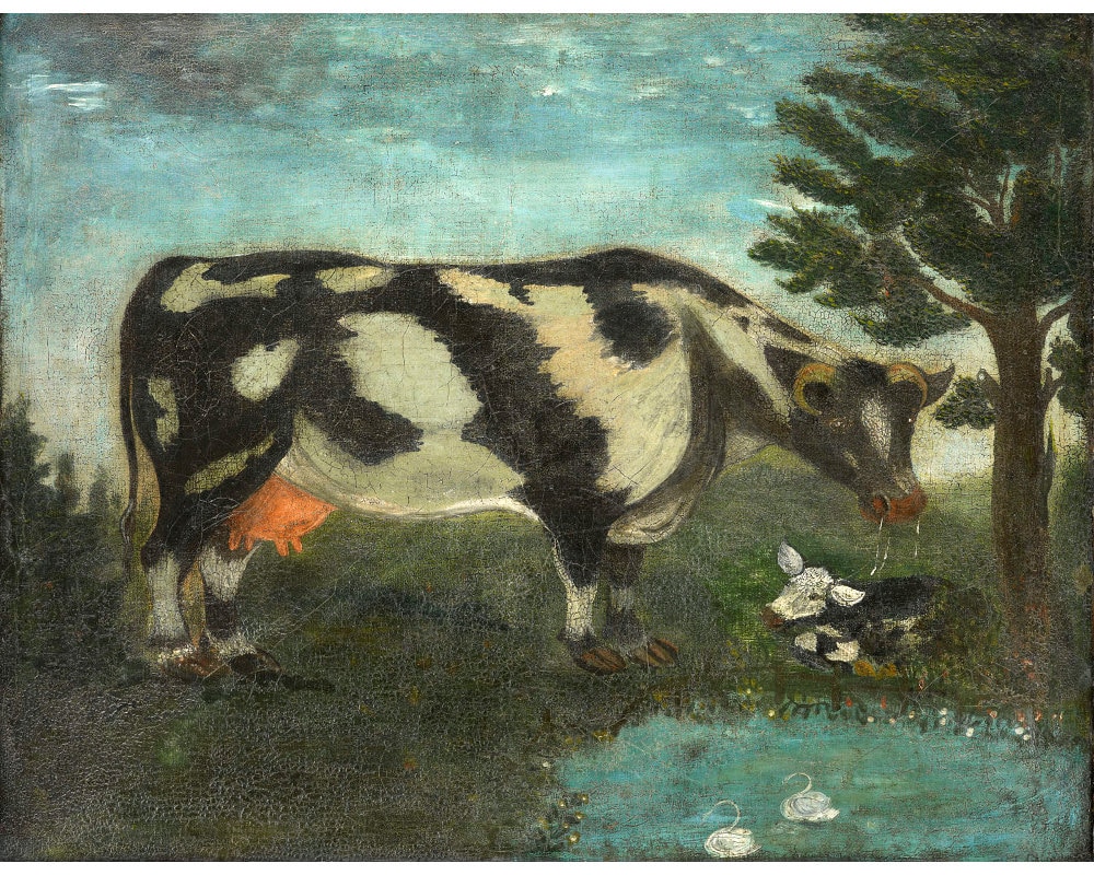 Antique Folk Art Cow Painting Primitive British Folk Art - Etsy