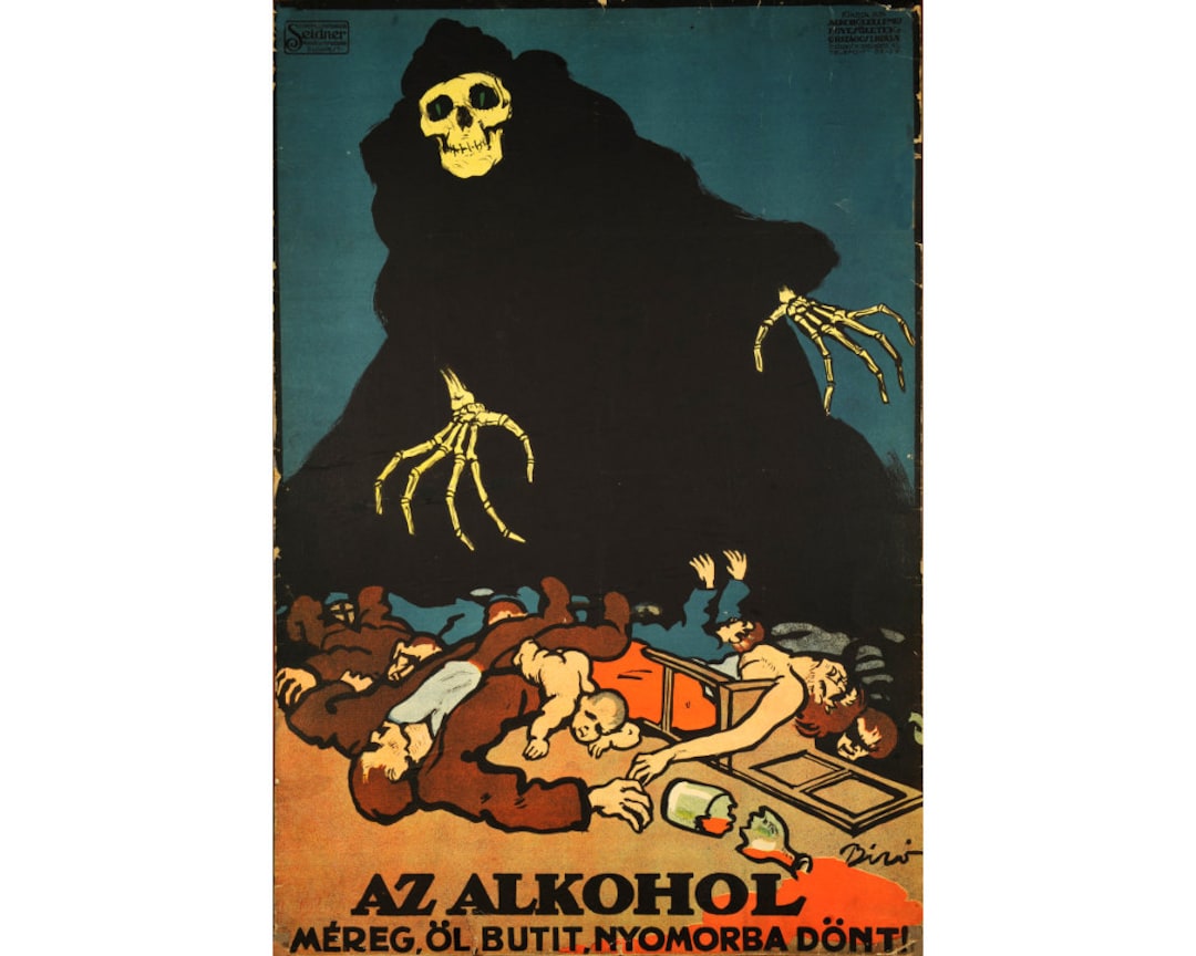 Vintage Alcohol Poster, Anti Alcohol Propaganda, Antique Propaganda Art ...