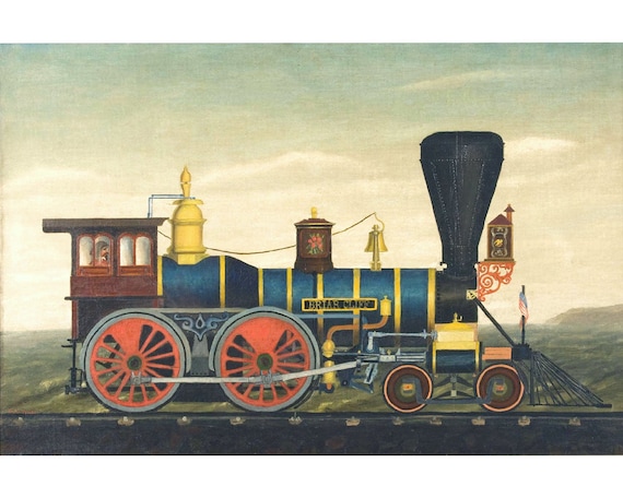 Vintage Train Painting Art Print Antique Locomotive Steam - Etsy