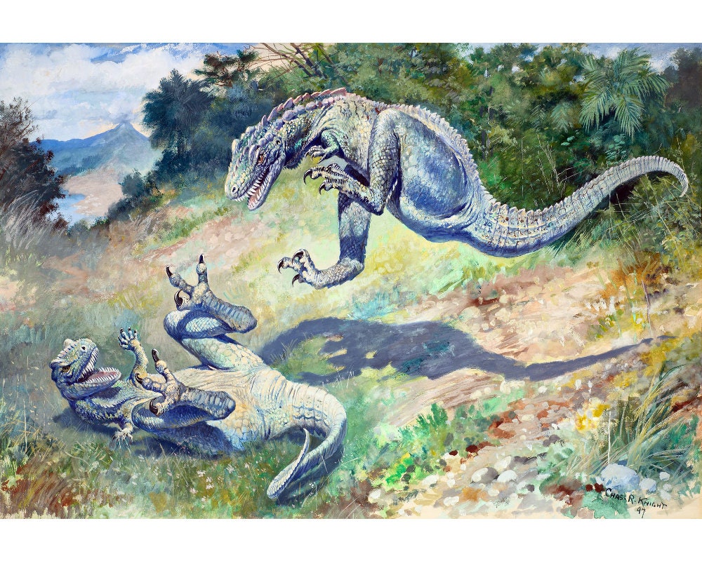 Dinosaurs Art Print Charles R. Knight Painting Vintage - Etsy