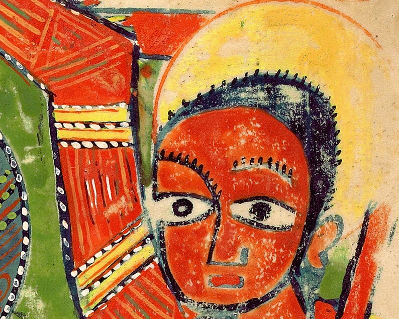 African Virgin Mary Art Print, Black Madonna Painting, Ethiopian Gunda ...