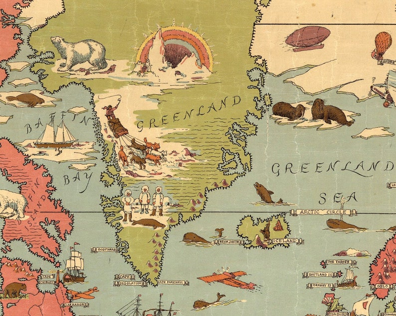 Pictorial World Map With Animals Mercator Map of the World - Etsy