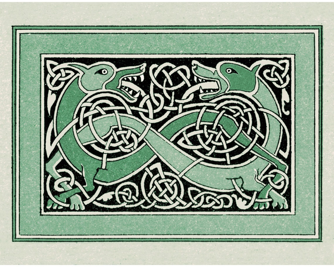 Celtic Dogs Art Print Antique Celtic Knot Design Ancient - Etsy
