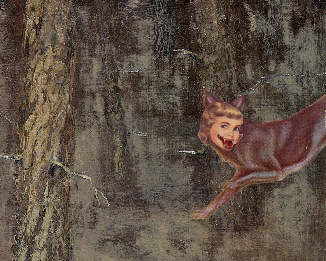 Wild Girls, Collage Art Print, Surreal Forest Fantasy Wall Art, Fairy ...
