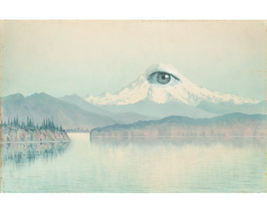 Think Like A Mountain, Surreal Collage Art Print, Vintage Wilderness Painting, Eye, Nature Wall ...