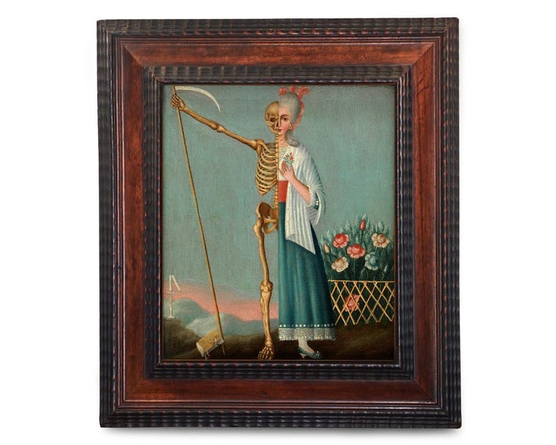Life and Death Antique Oil Painting, Vintage Memento Mori Art Print ...